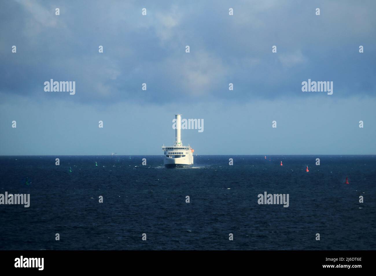 Baltic sea ferry in a waterway with buoys Stock Photo - Alamy