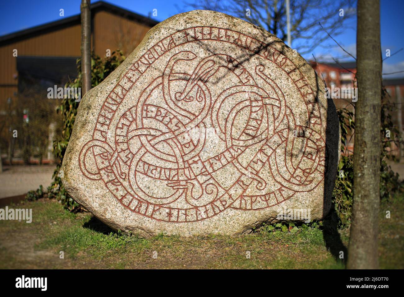 Ancient rune stone in Trelleborg in Sweden Stock Photo - Alamy