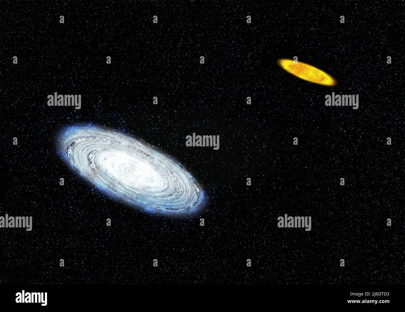 Illustration of two galaxies in starry night background Stock Photo - Alamy