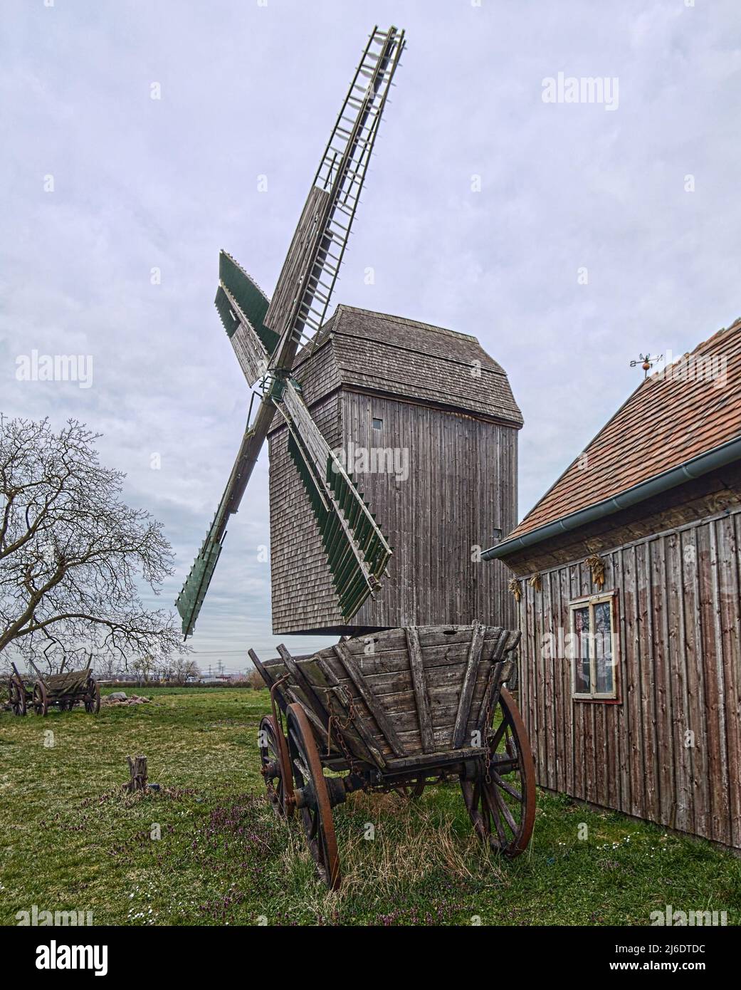 Historic wooden post mill near Wolmirstedt, Germany Stock Photo - Alamy