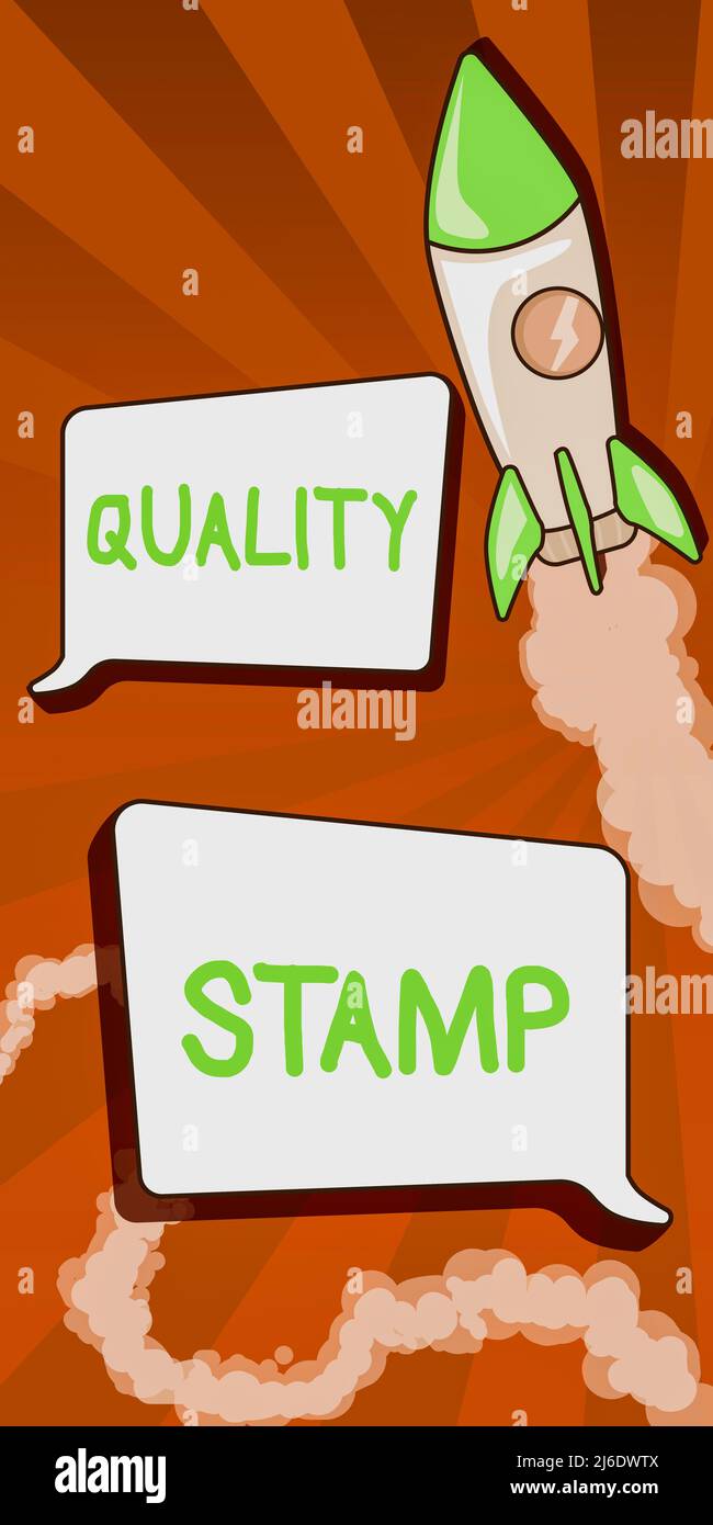 Hand writing sign Quality Stamp. Business idea Seal of Approval Good ...