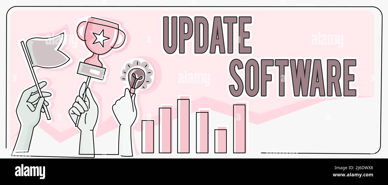 Handwriting text Update Software. Business approach replacing program with a newer version of ...