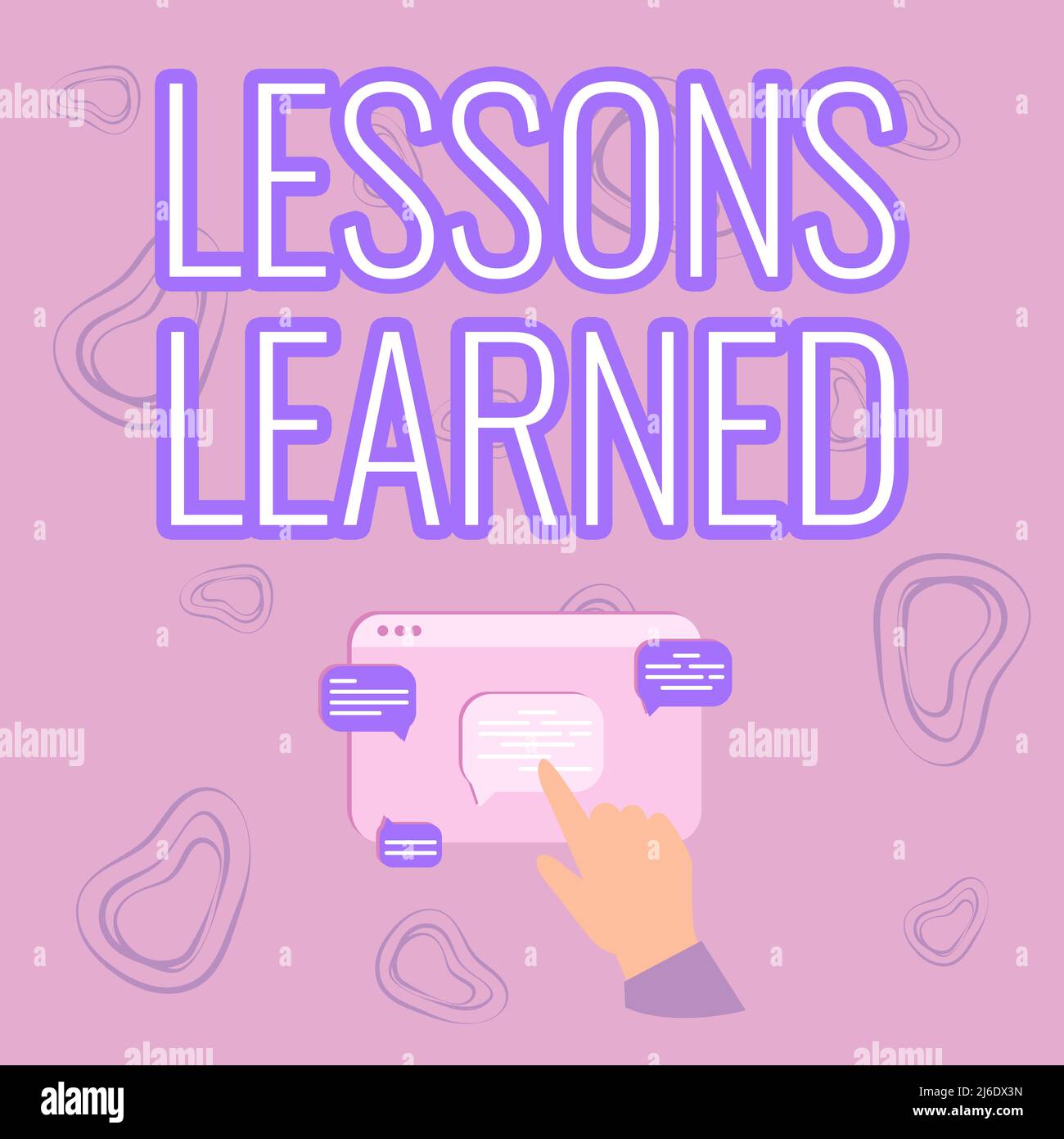 Sign displaying Lessons Learned. Concept meaning Promote share and use knowledge derived from ...