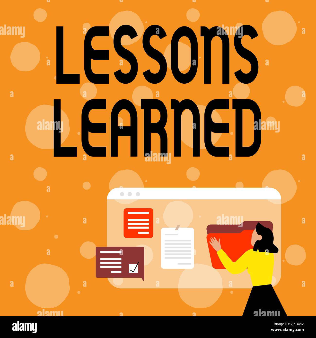 Text sign showing Lessons Learned. Business concept Promote share and use knowledge derived from ...