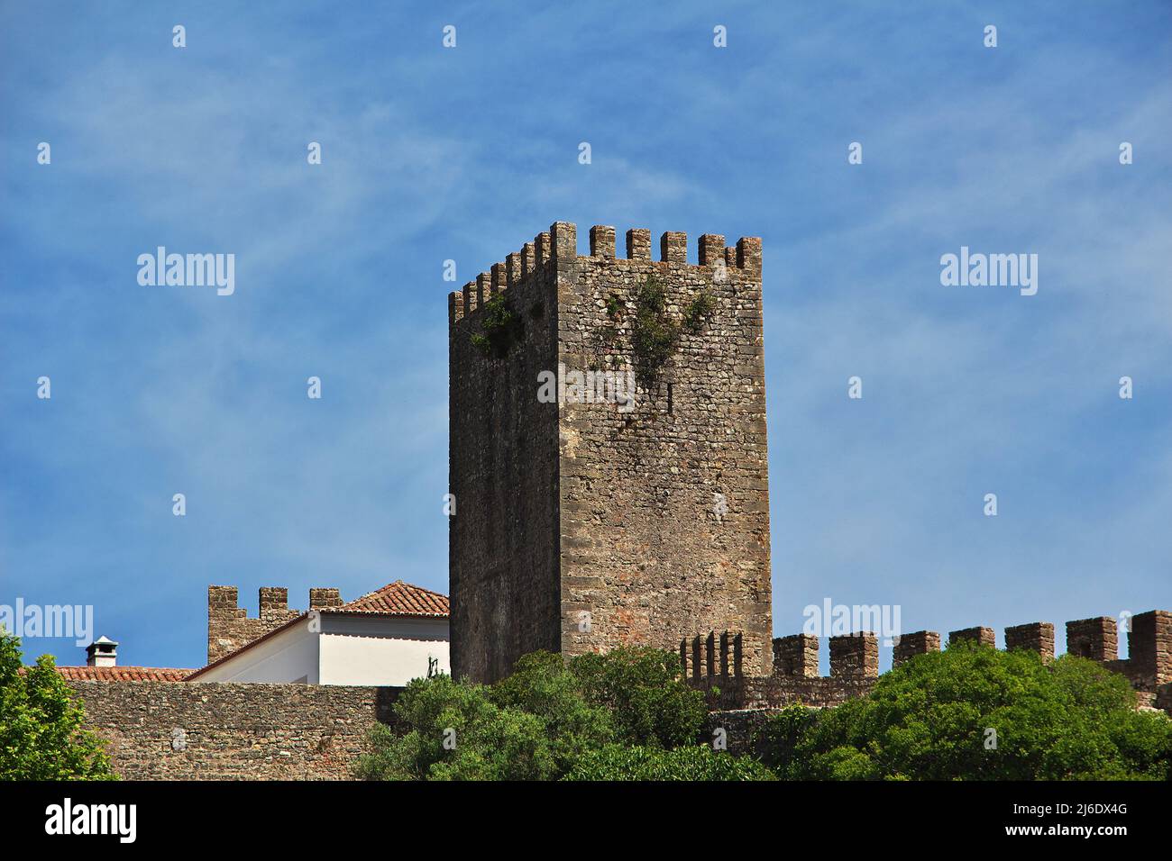 The ancient Fortress in old city of Obidos, Portugal Stock Photo - Alamy