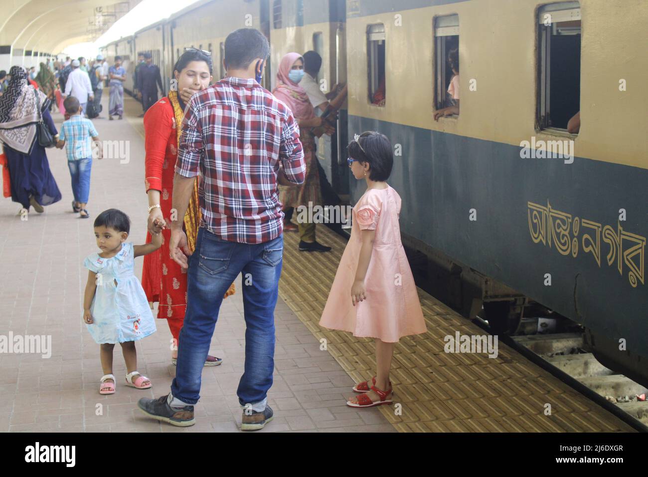 People are moving inside Kamalapur Railway Station and Dhaka Airport ...