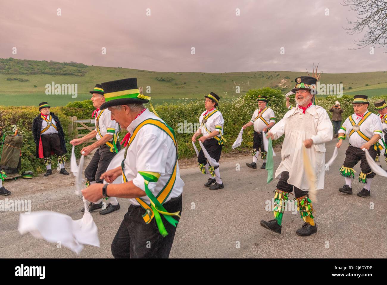 Wilmington, East Sussex, UK. 1st May 2022. The Longman Morris Men ...
