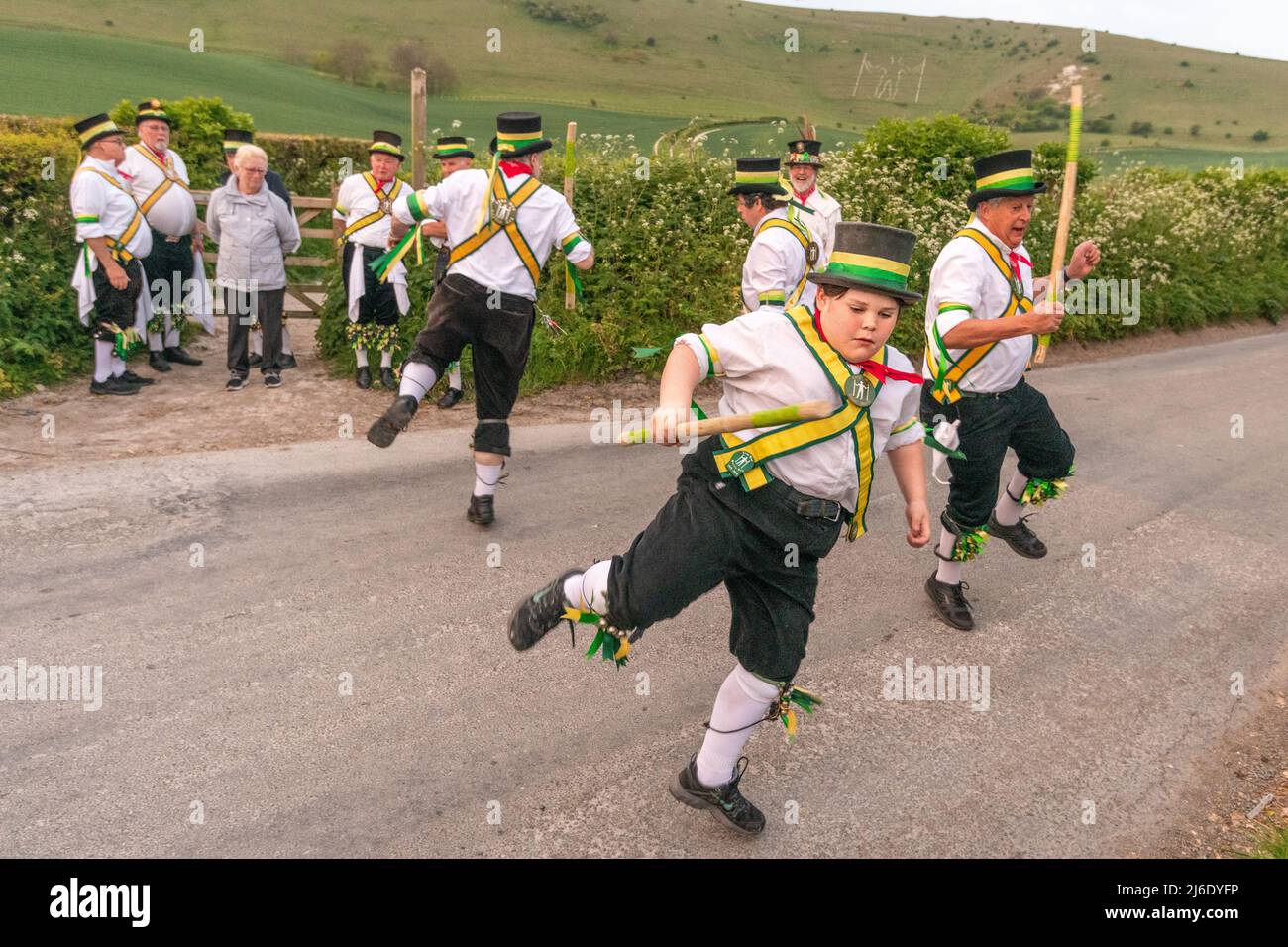 Morris men below the long man of wilmington hi-res stock photography ...