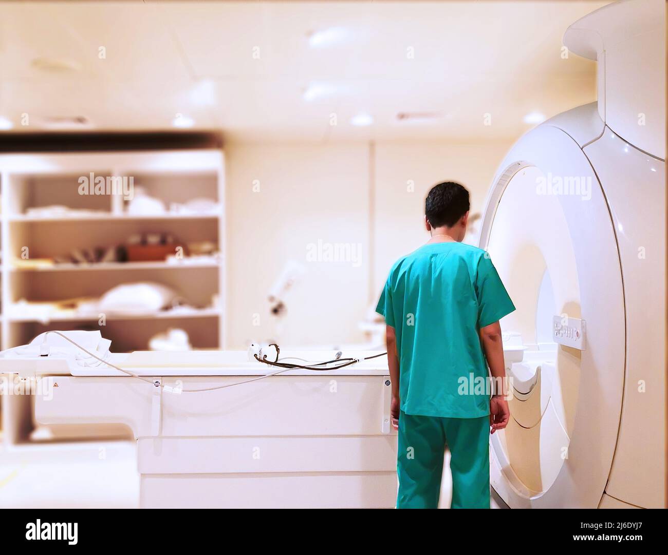 doctor checking mri scanner before scan patient in hospital Stock Photo ...