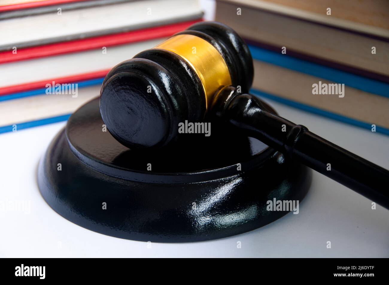 Lawyer gavel on white cover with books background. Law concept Stock ...