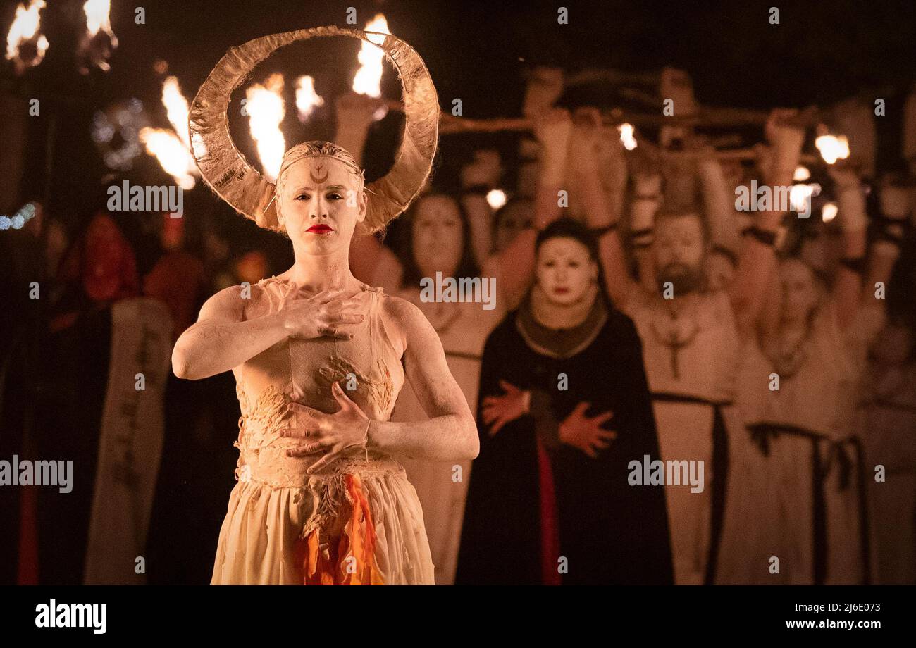 The May Queen during the Beltane Fire Festival in Edinburgh. A dynamic ...