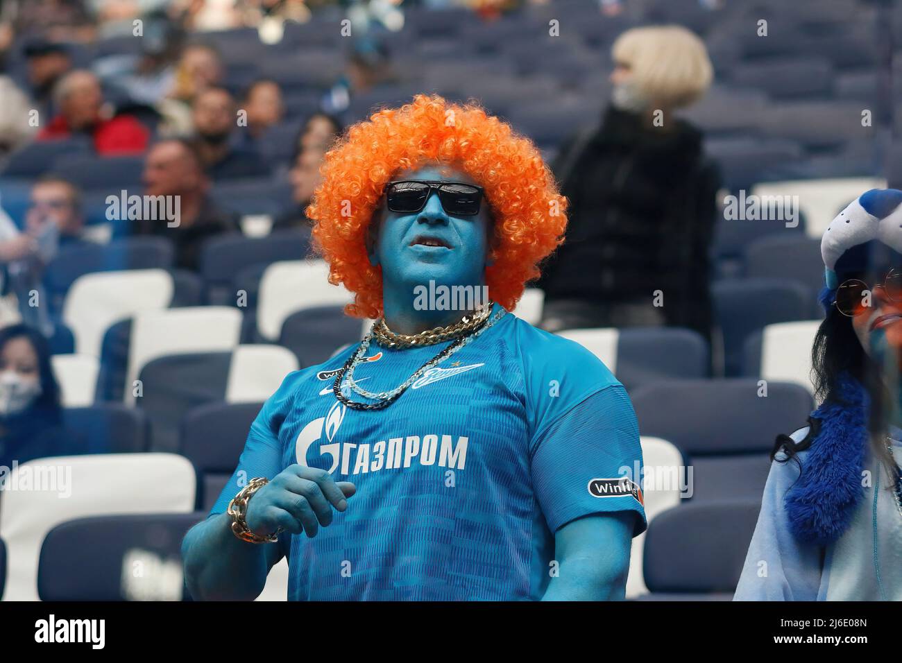 Fans of Zenit seen during the Russian Premier League football match ...