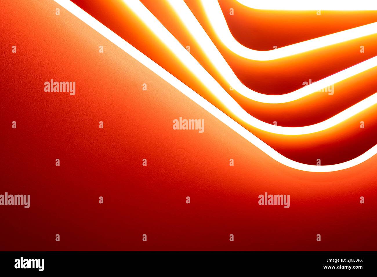 Abstraction, banner background. Red orange light from a multi-level LED ...