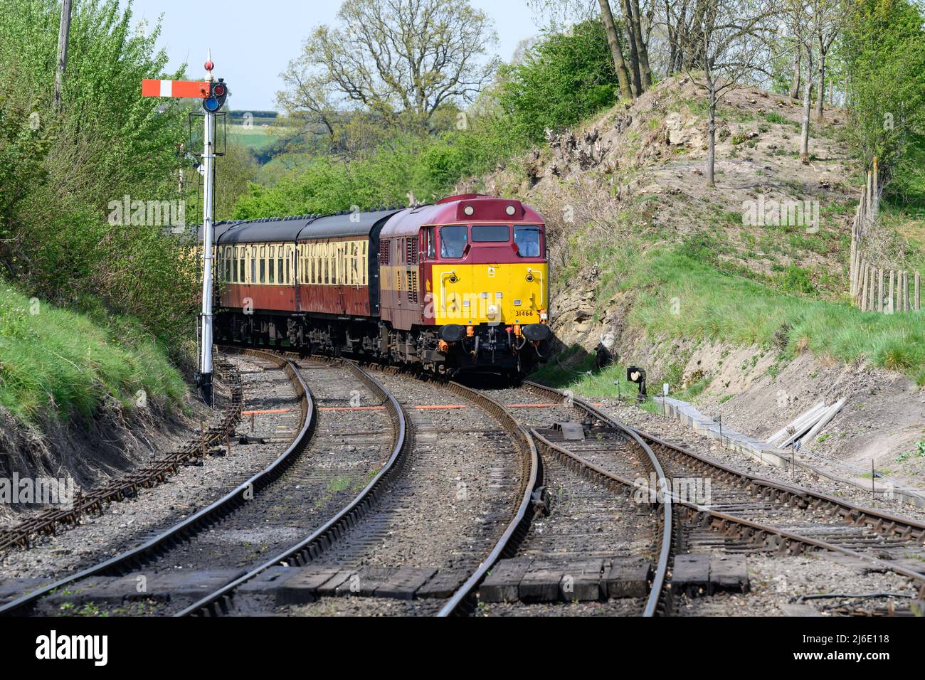 Historic diesel locomotice pulling a train Stock Photo - Alamy