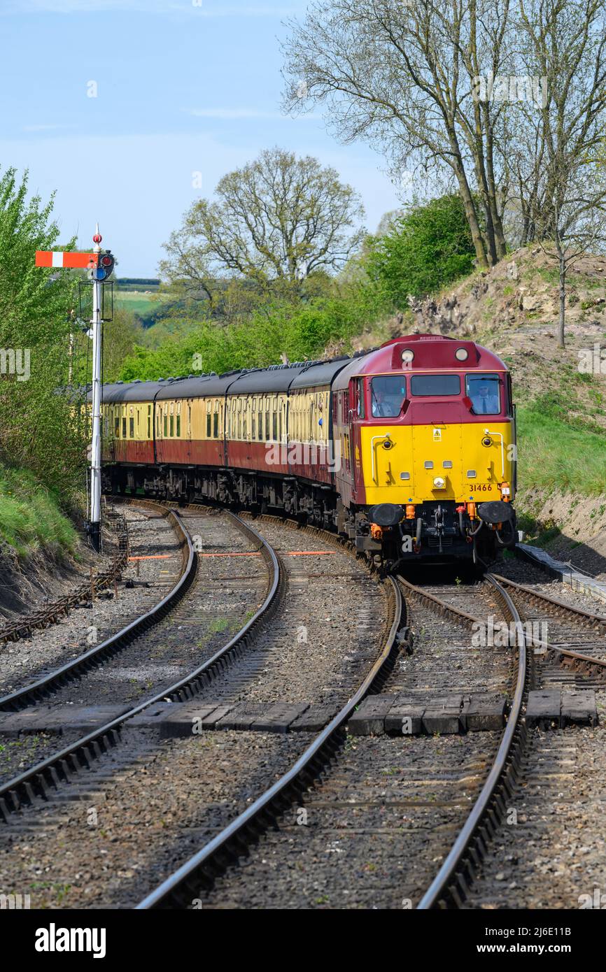 Historic diesel locomotice pulling a train Stock Photo - Alamy