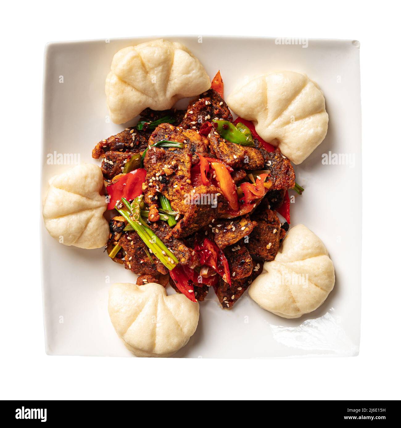 Isolated asian cooked beef with steamed buns Stock Photo - Alamy