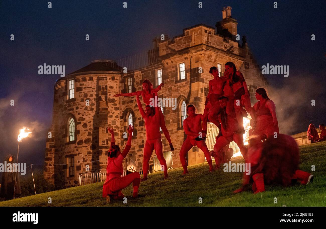 Performers take part in the Beltane Fire Festival in Edinburgh. A ...