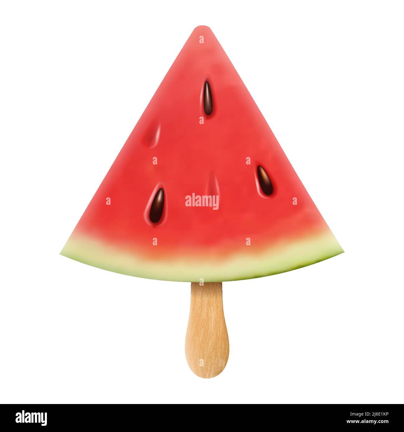 Watermelon popsicle illustration, fruit ice cream on a wooden stick ...