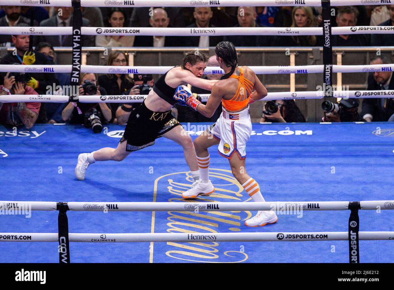 New York, NY - April 30: 2022: Katie Taylor fights Amanda Serrano for ...