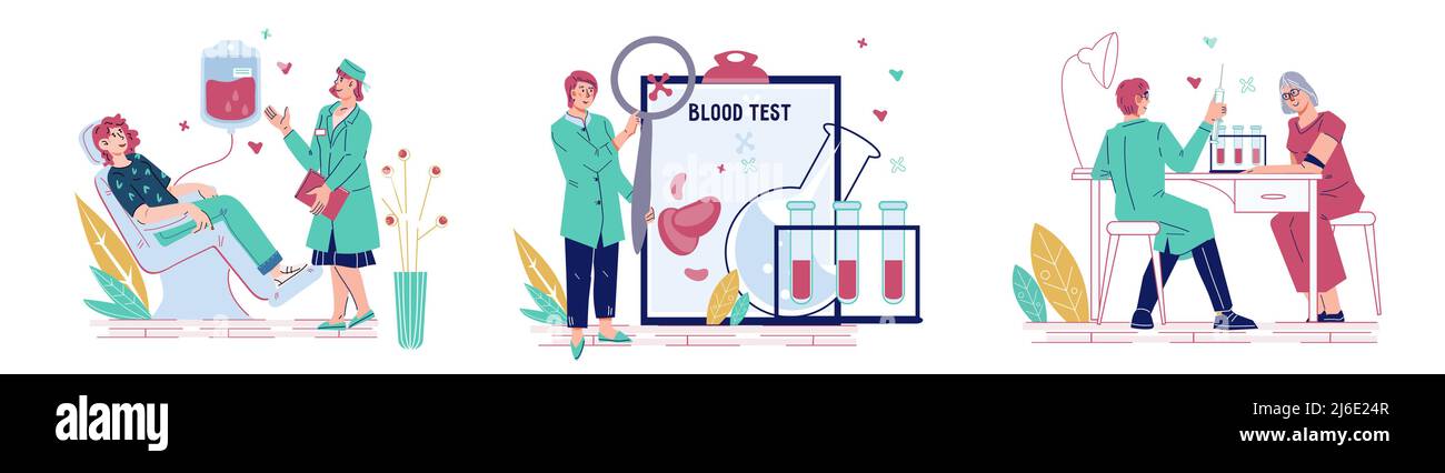 Blood test and donation banner set. World Blood Donor Day, healthcare ...