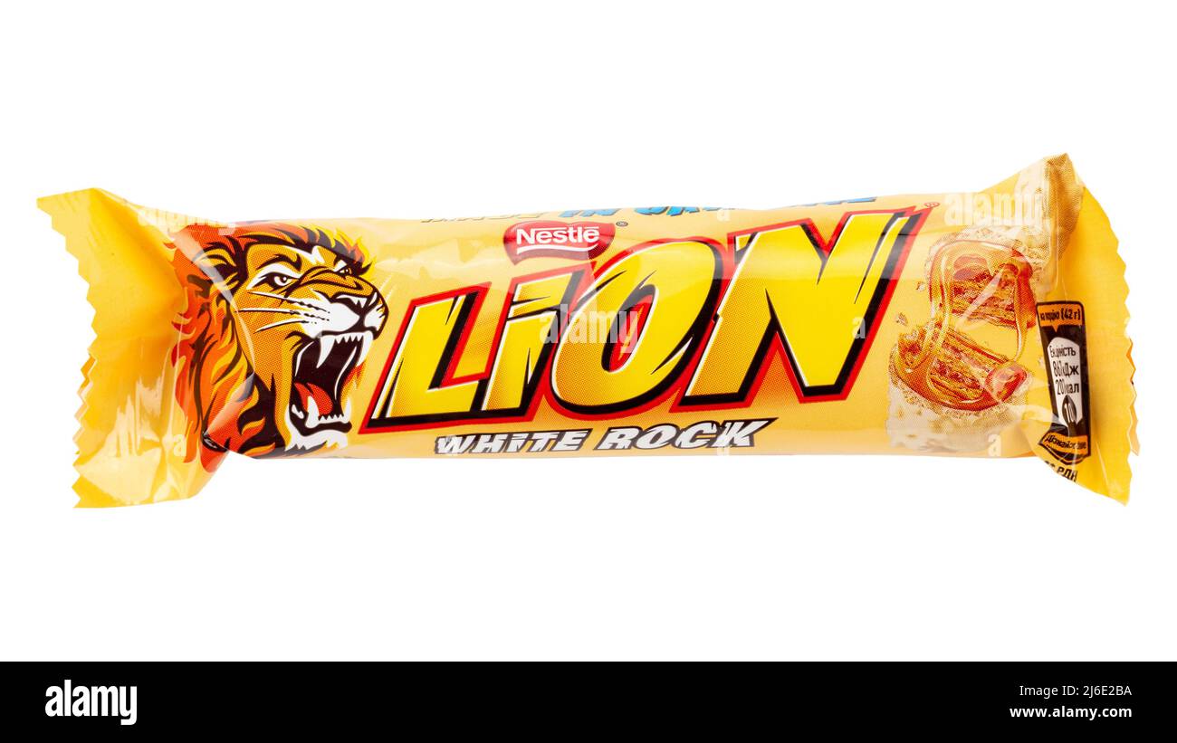 Ukraine, Kiev February 15, 2022: Lion bar isolated on white background ...