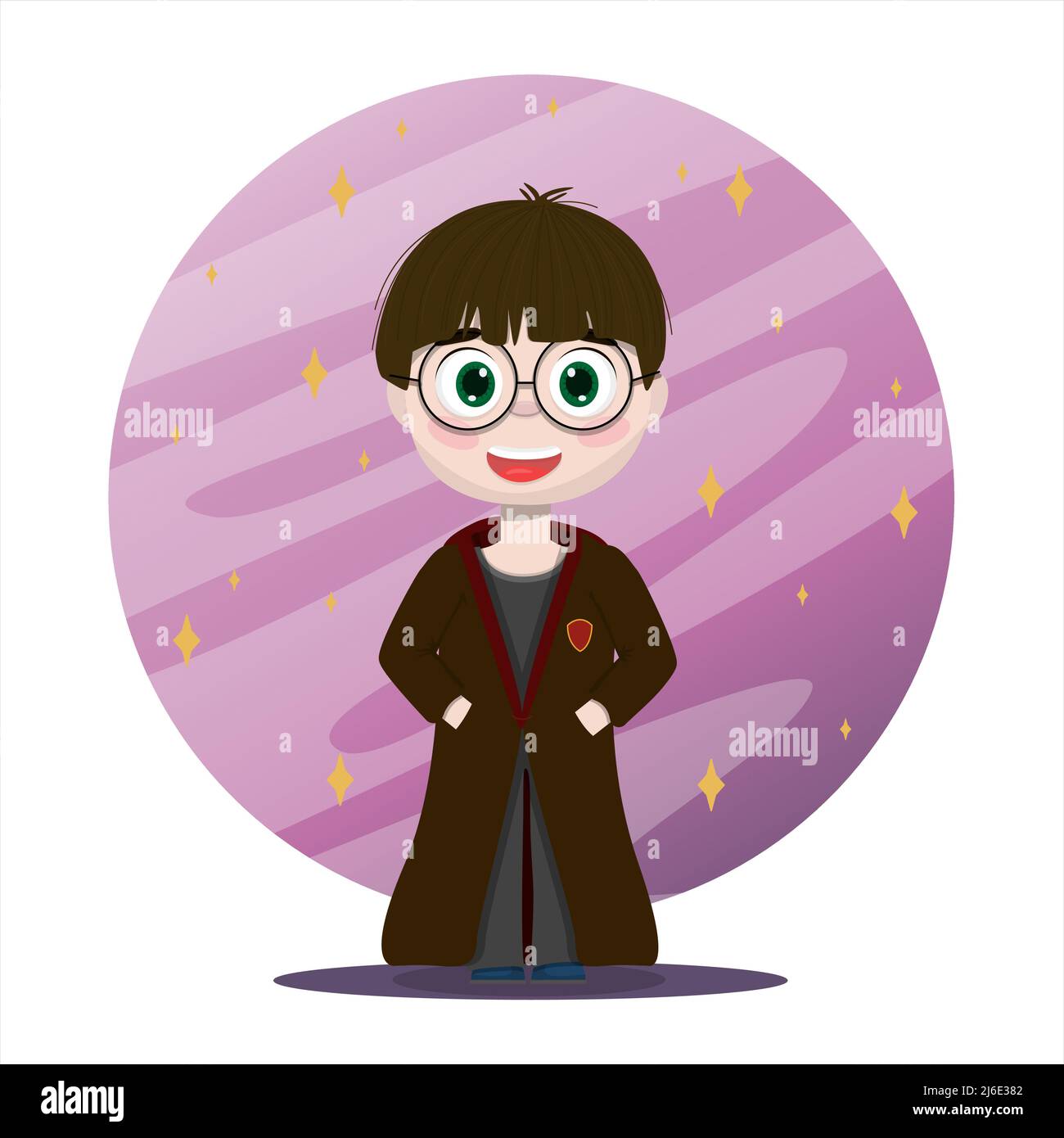 The boy is a wizard in a robe. Vector cartoon illustration. A fairy ...