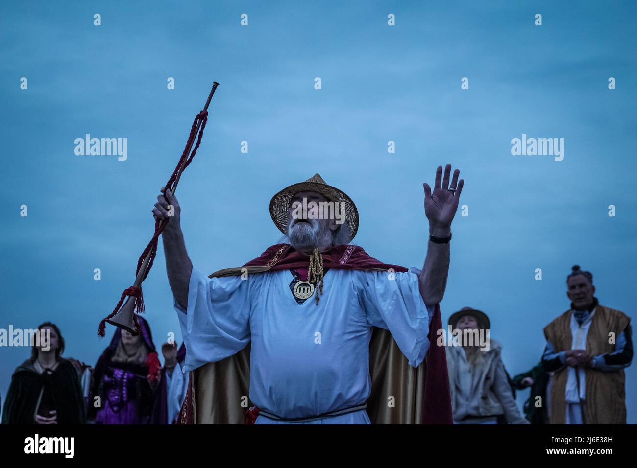 Beltane celebrations on May Day on Glastonbury Tor as part of a pagan ...