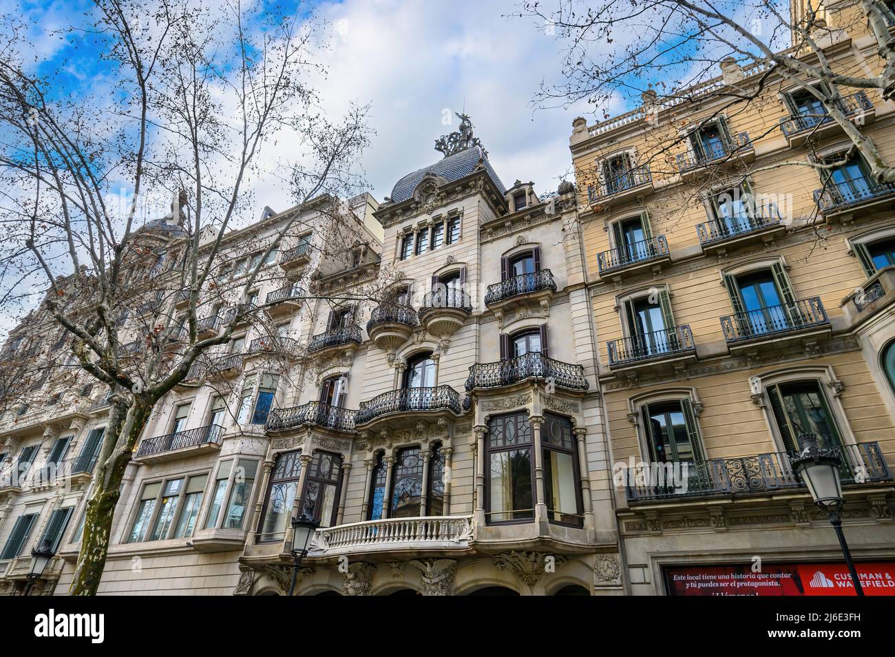 An outstanding example of late Modernism building facade in Barcelona ...