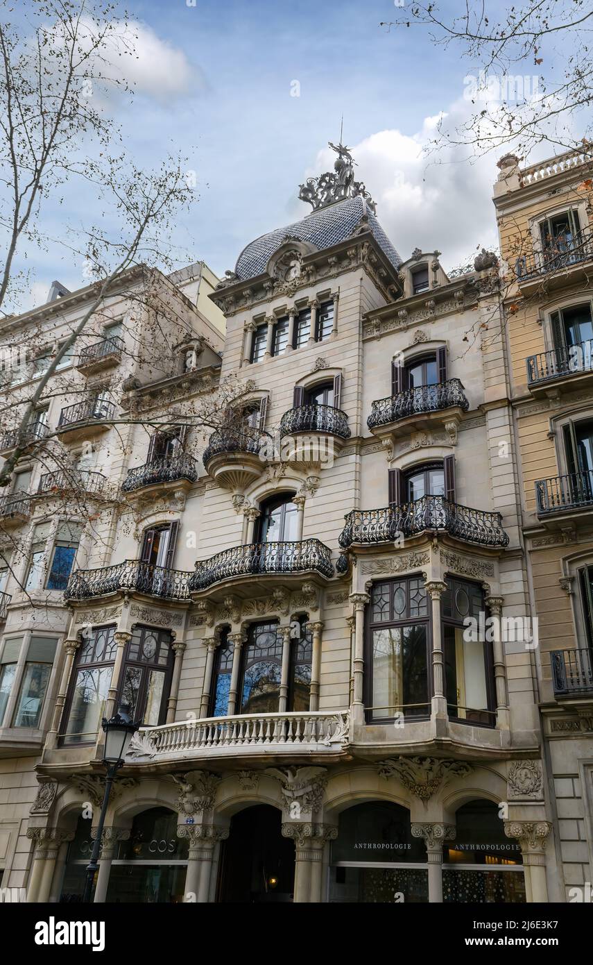 An outstanding example of late Modernism building facade in Barcelona ...