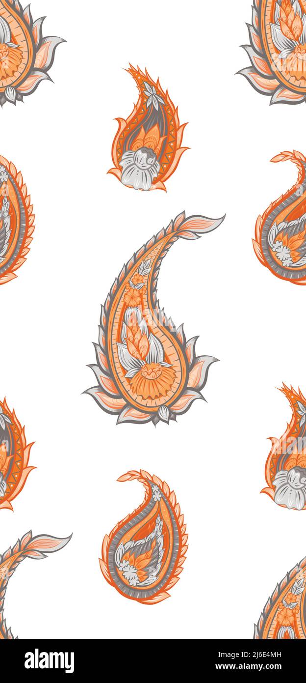 Vector seamless simple paisley pattern. Tribal buta flower texture on ...