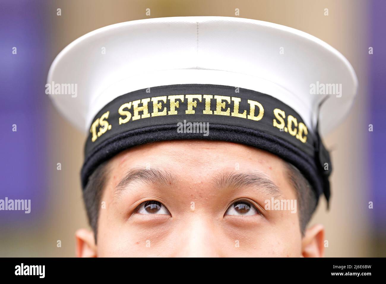 A T.S. Sheffield Sea Cadet takes part in a parade at the Sheffield War ...