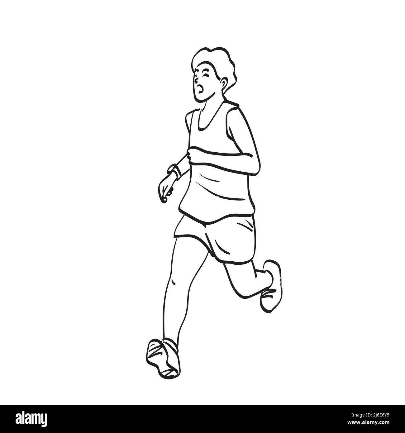 line art male runner illustration vector hand drawn isolated on white ...