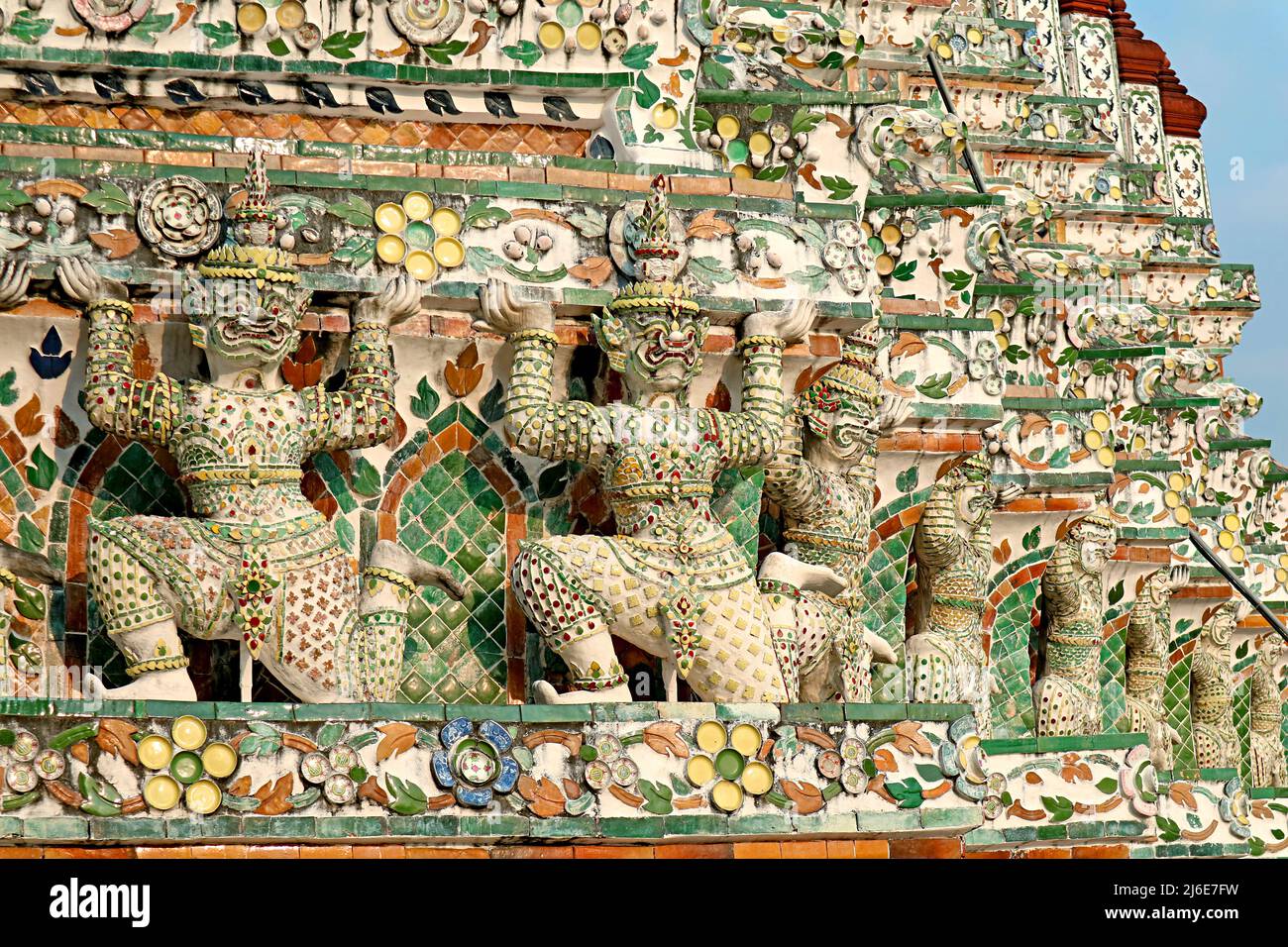 Incredible Architectural Details of Wat Arun Main Prang with Rows of ...