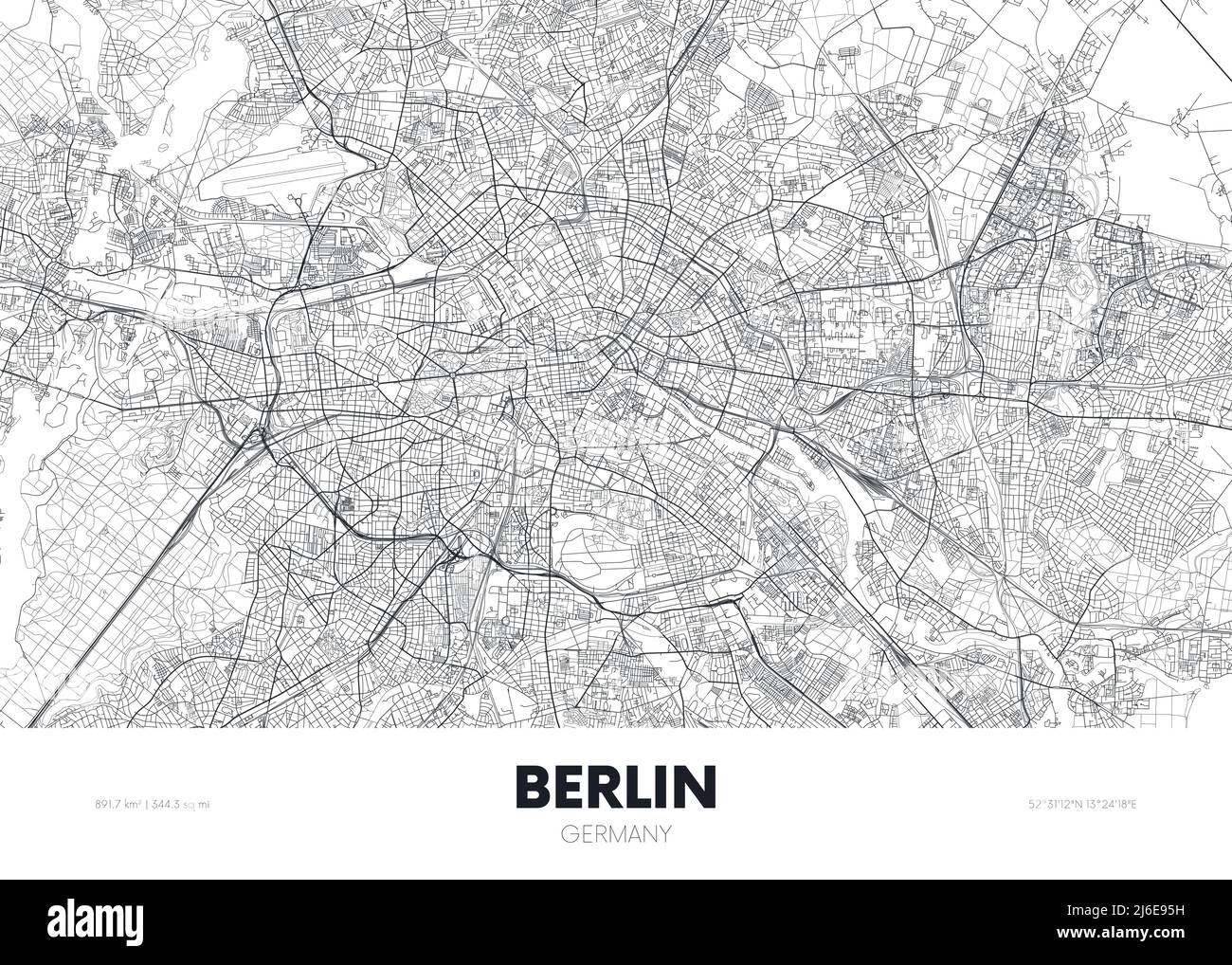 City map Berlin Germany, travel poster detailed urban street plan, vector illustration Stock ...