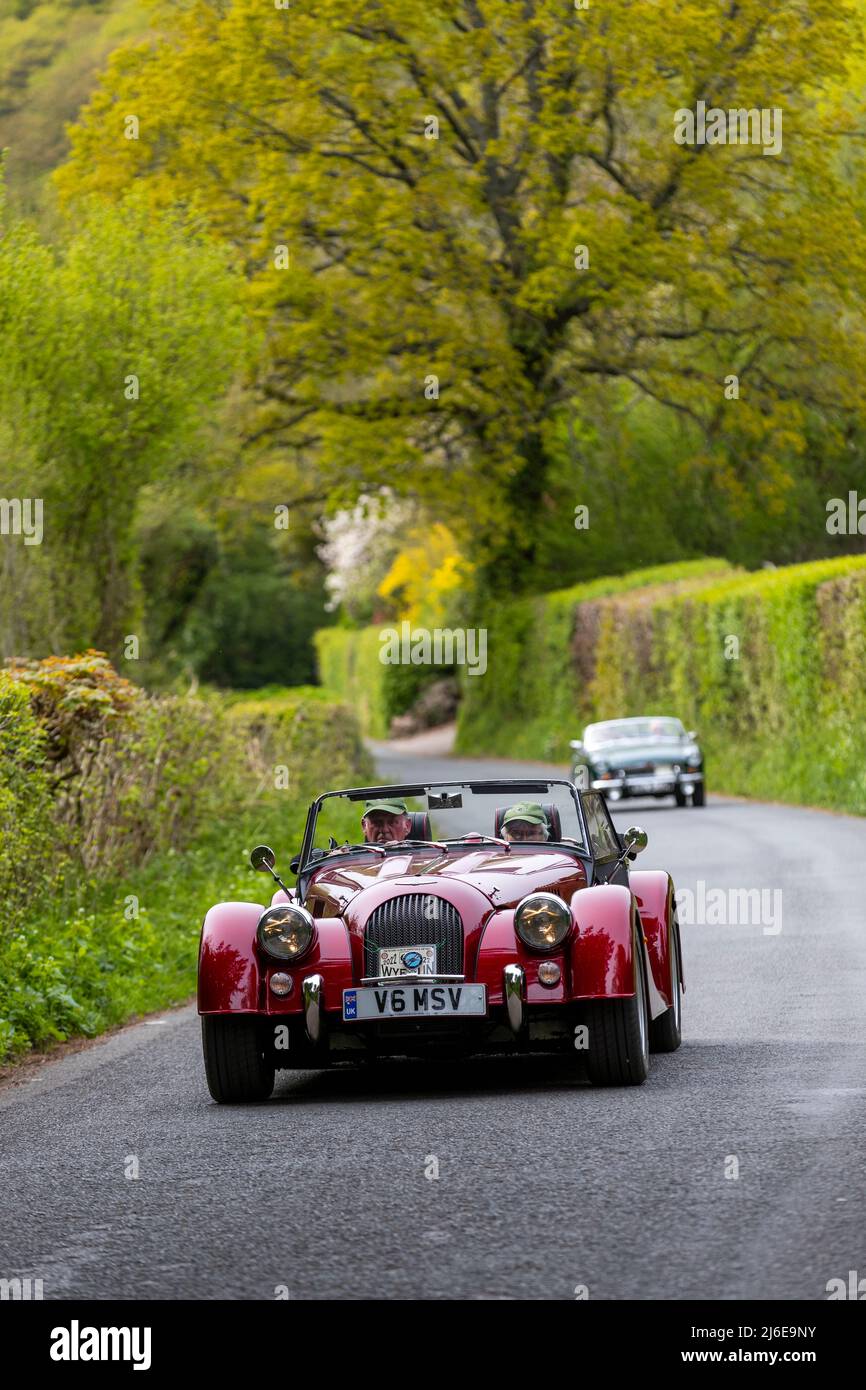 Morgan classic car on the spring Wye Run through Wales and the Wye ...