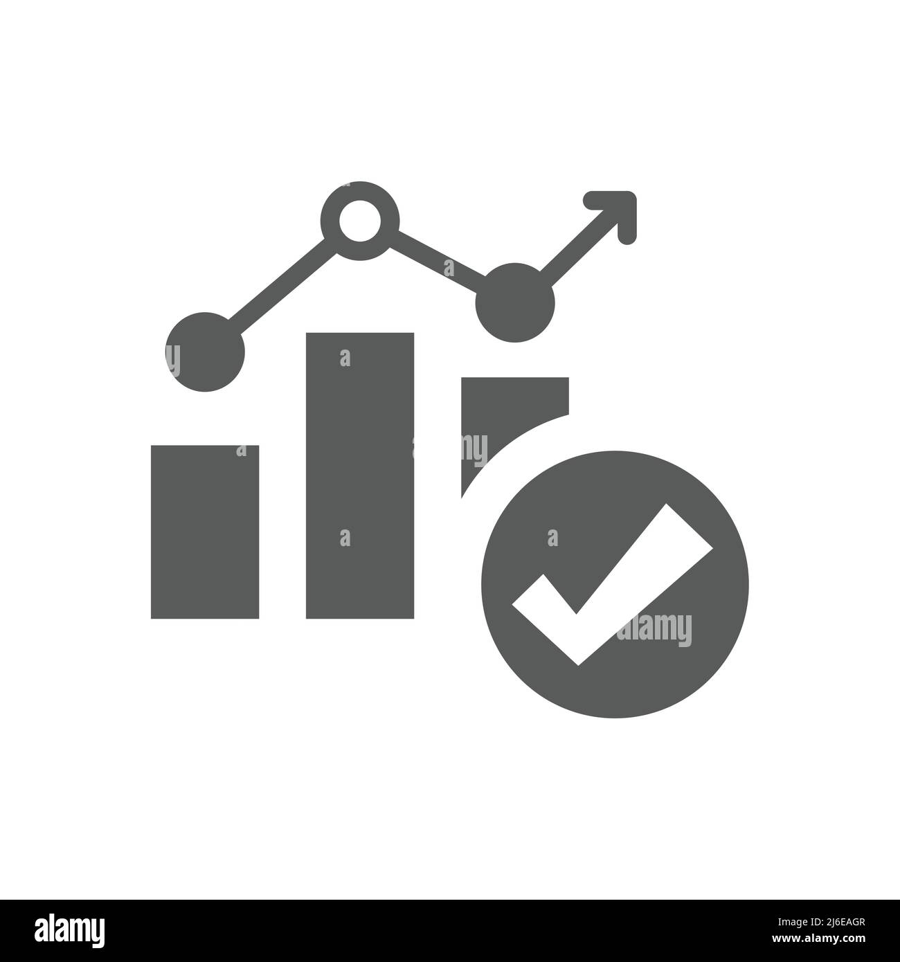 Bar chart with checkmark black vector icon. Data analysis arrow up ...