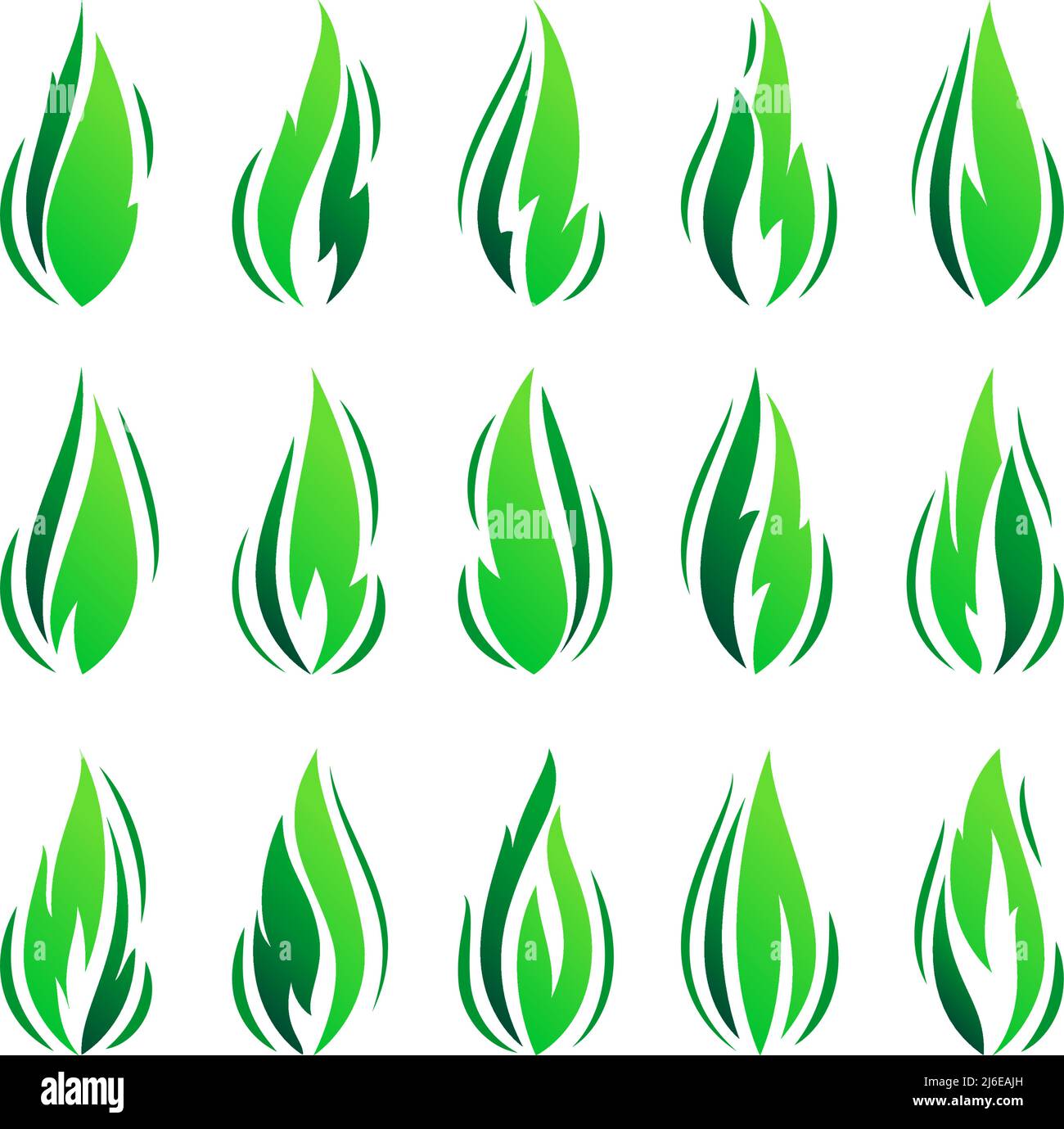 Green leaves set icons, elements for eco bio logos Stock Vector Image ...