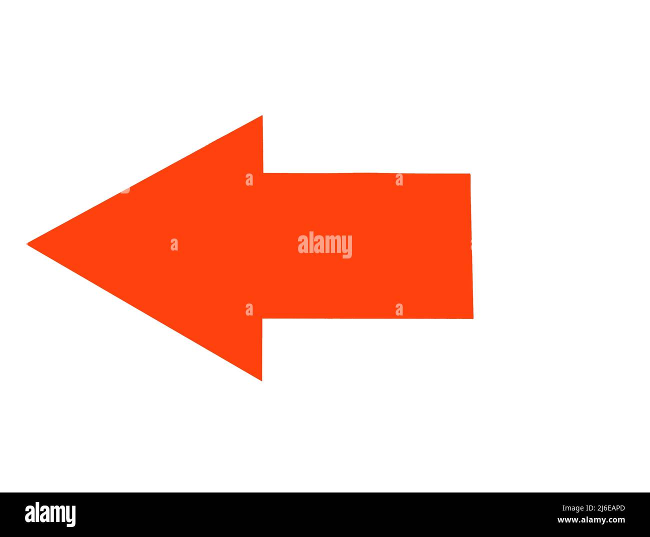 Bright orange arrow pointing left on a white background Stock Photo - Alamy