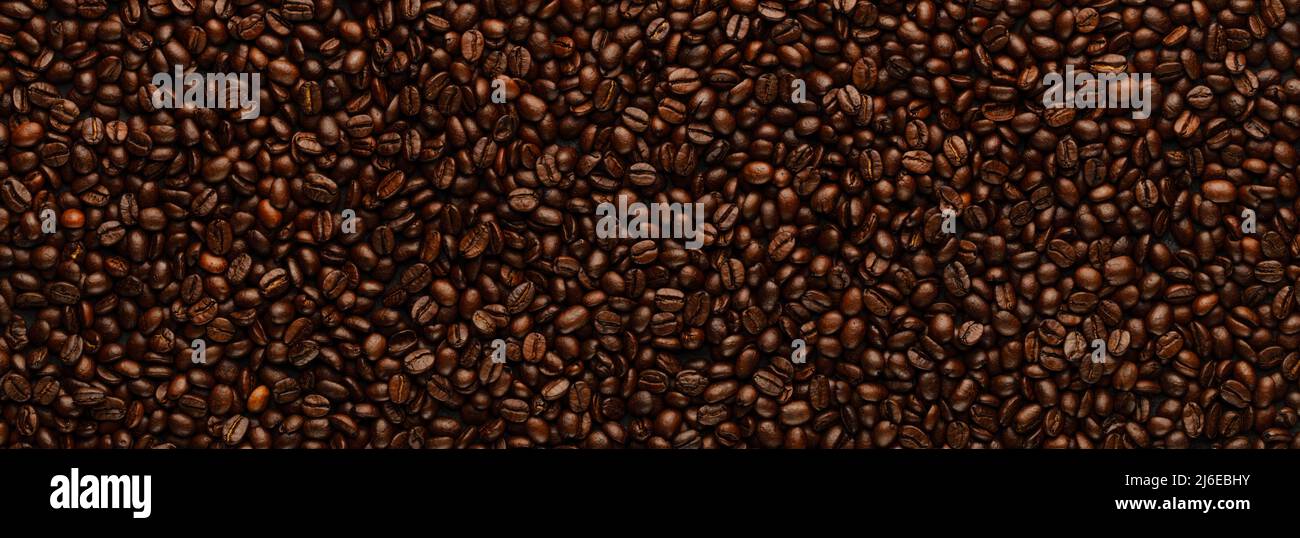 Coffee beans texture banner background Stock Photo - Alamy