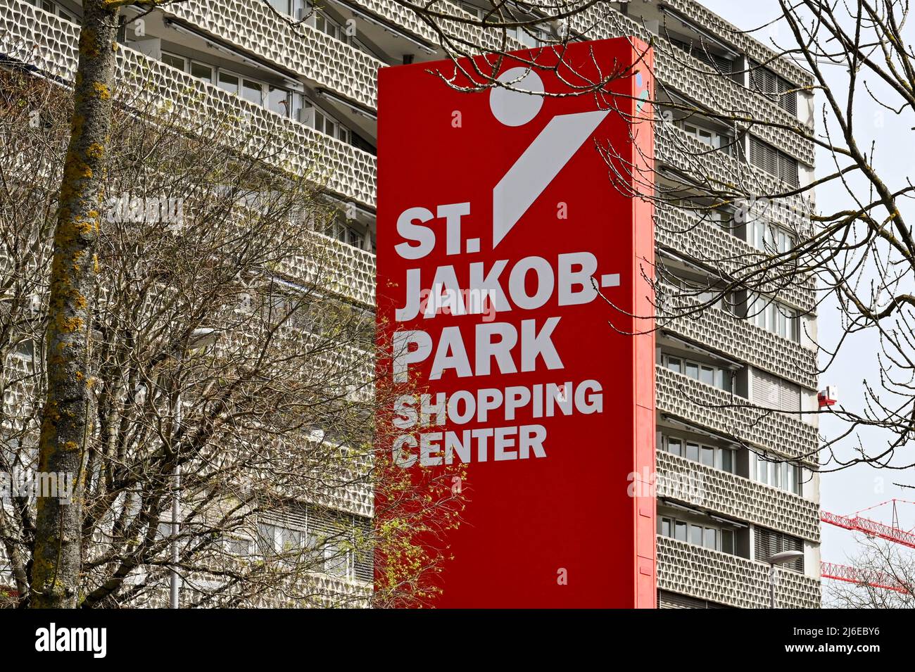Basel, Switzerland - April 2022: Sign outside the St Jakob-Park ...