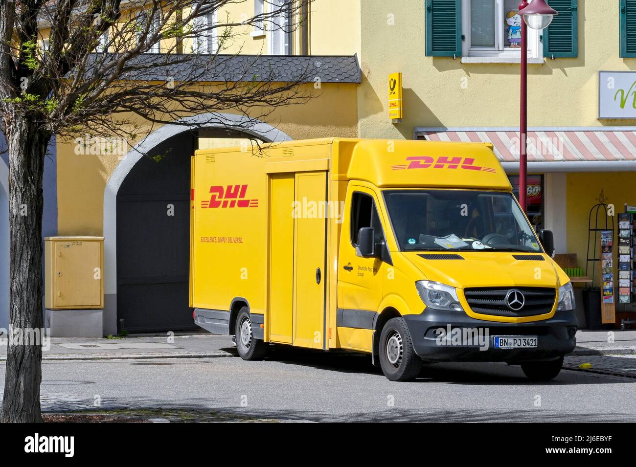 Breisach, Germany - April 2022: Delivery van operated by DHL delivering ...