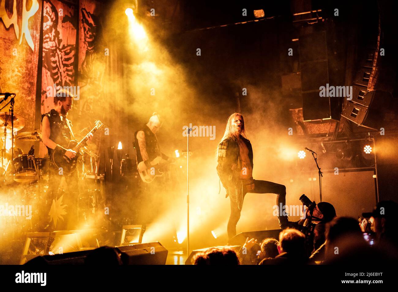 Oslo, Norway. 14th, April 2022. The Norwegian black metal band Kampfar performs a live concert ...