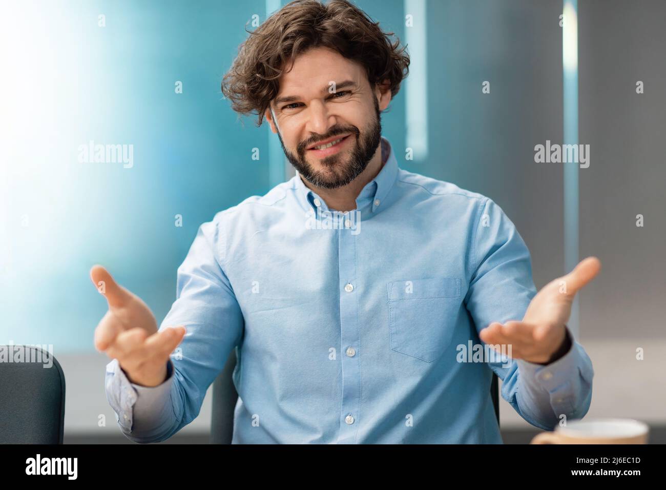Bearded man making video conference hi-res stock photography and images ...