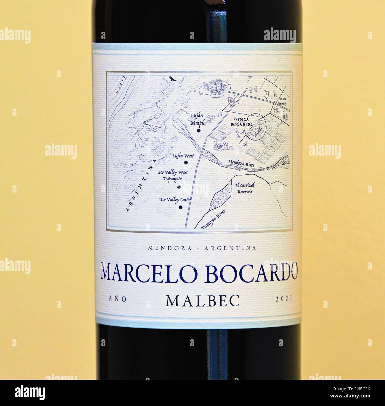 Wine label. Marcelo Bocardo. Malbec. 2021. Mendoza, Argentina Stock ...