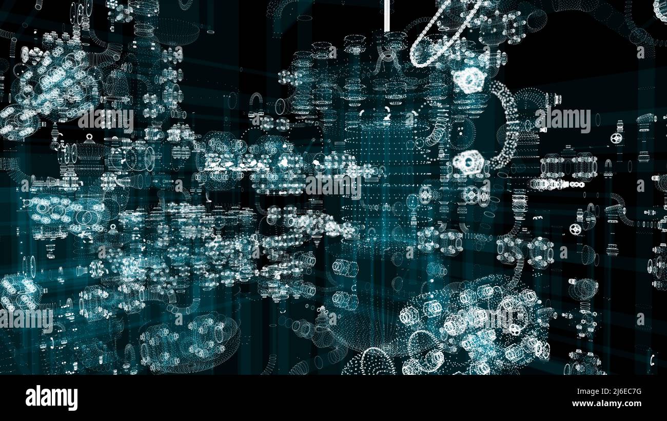 Particle hologram industrial equipment, valves, pipes and sensors Stock ...