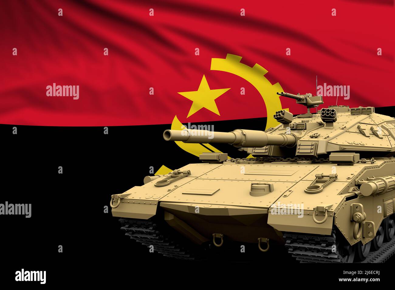 Angola modern tank with not real design on the flag background - tank ...