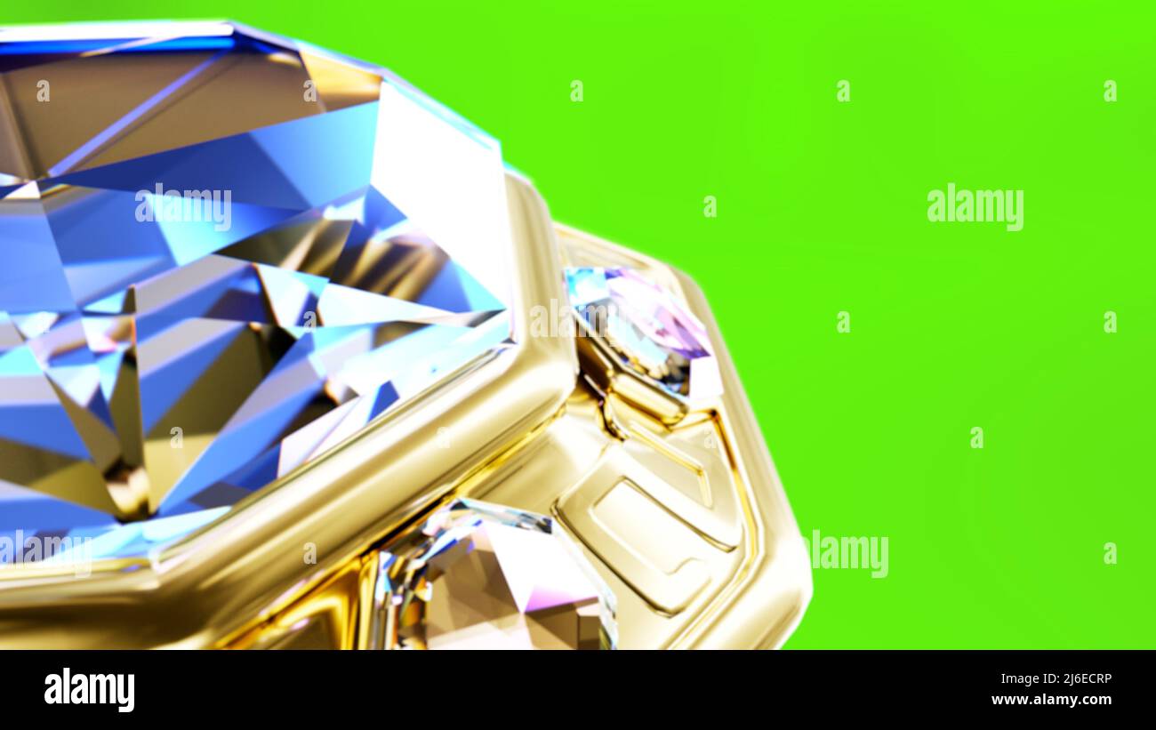 bijouterie background - precious gemstone in gold setting on chroma key ...