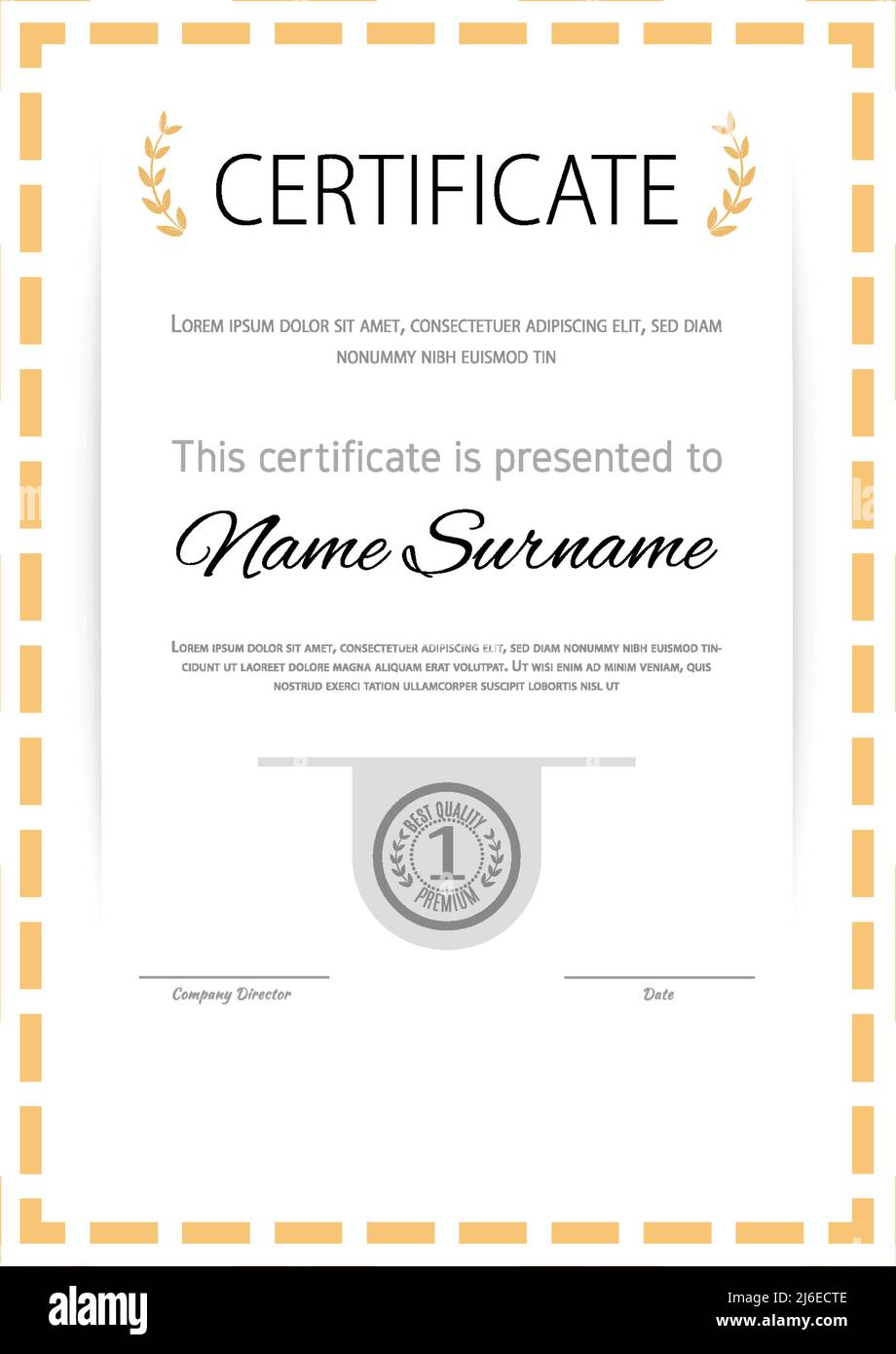Abstract certificate with grey lines. Yellow corners, grey tripes ...