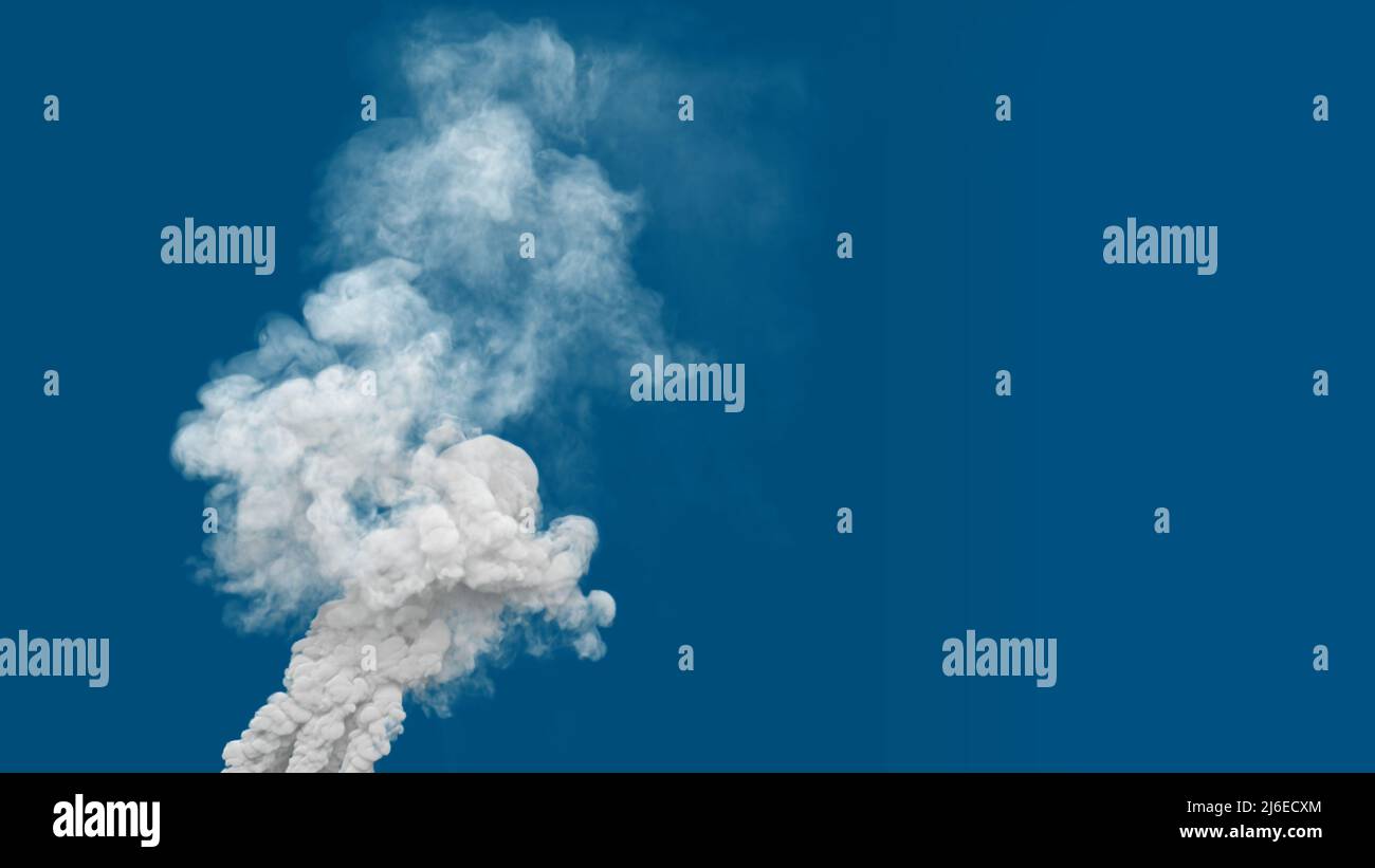 white heavy defilement smoke column emission from oil power plant ...