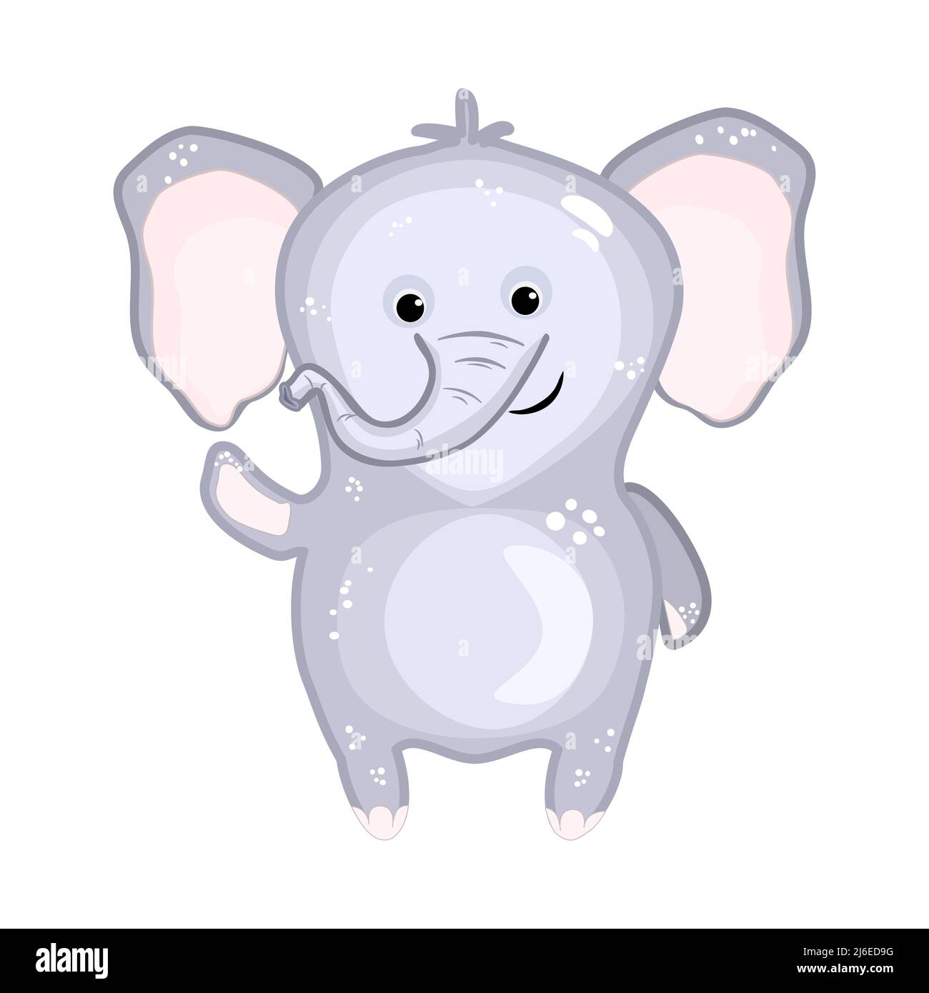 Elephant isolated on white background. Elephant waving hand. Friendly ...